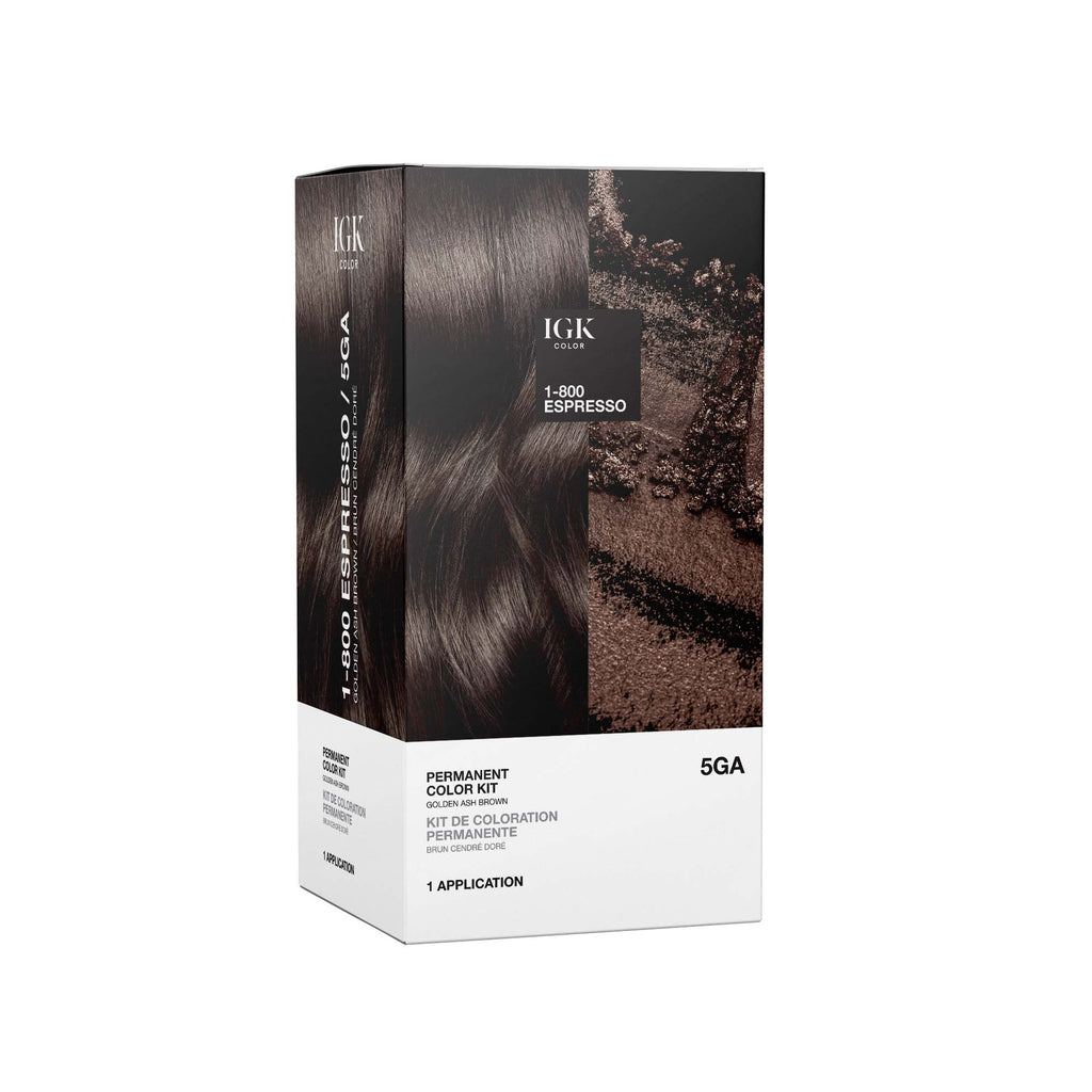 IGK Permanent Color Kit 1-800 Espresso - Golden Ash Brown – Oz Hair and ...