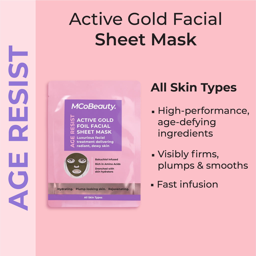 MCoBeauty Age Resist Active Gold Foil Facial Sheet Mask – Oz Hair and ...
