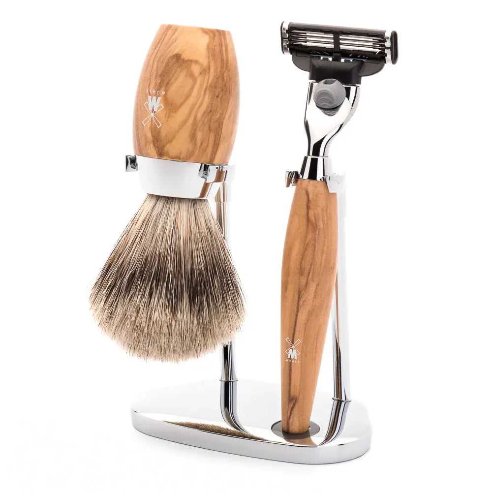 MUHLE Kosmo Mach3 Shave Kit - Olive Wood – Oz Hair and Beauty
