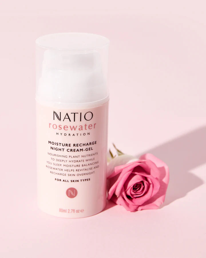 Natio Rosewater Moisture Recharge Night Cream-Gel 80ml – Oz Hair and Beauty