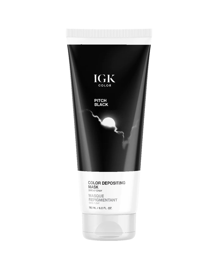 IGK Color Depositing Mask Pitch Black - Smoky Gray 180ml – Oz Hair and ...