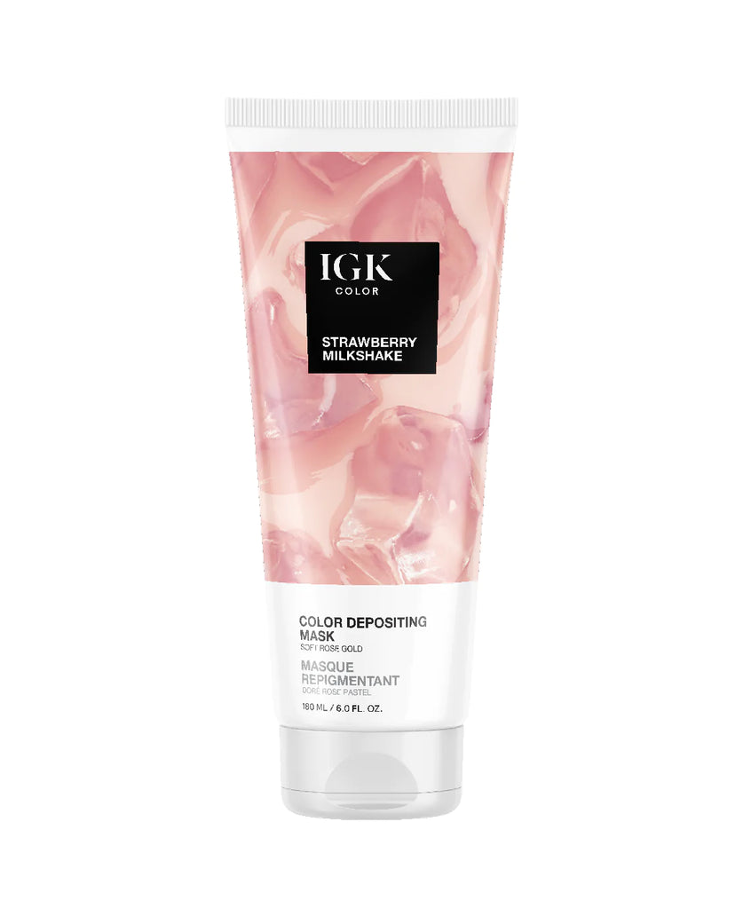 IGK Color Depositing Mask Strawberry Milkshake - Soft Rose 180ml – Oz ...