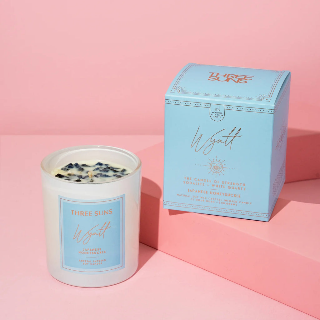 Three Suns Wyatt Crystal Infused Candle Of Strength 300g - Japanese Ho ...